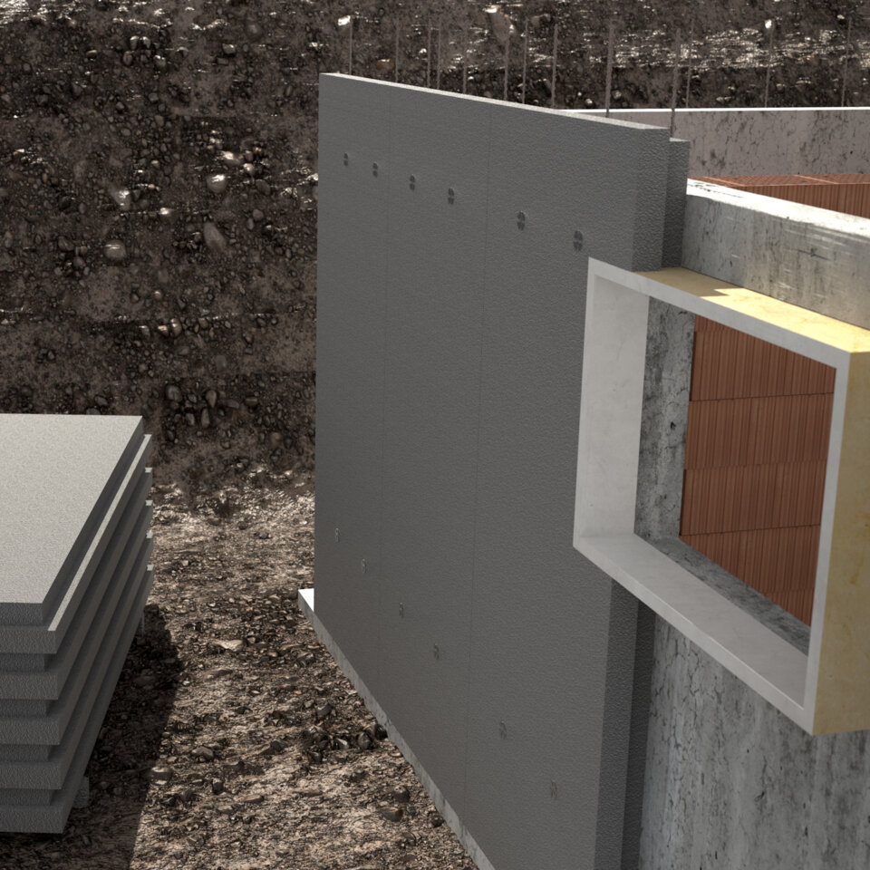 Zur Dämmung der KELLERAUSSENWAND bietet JOMA die Produkte Perimeter ...